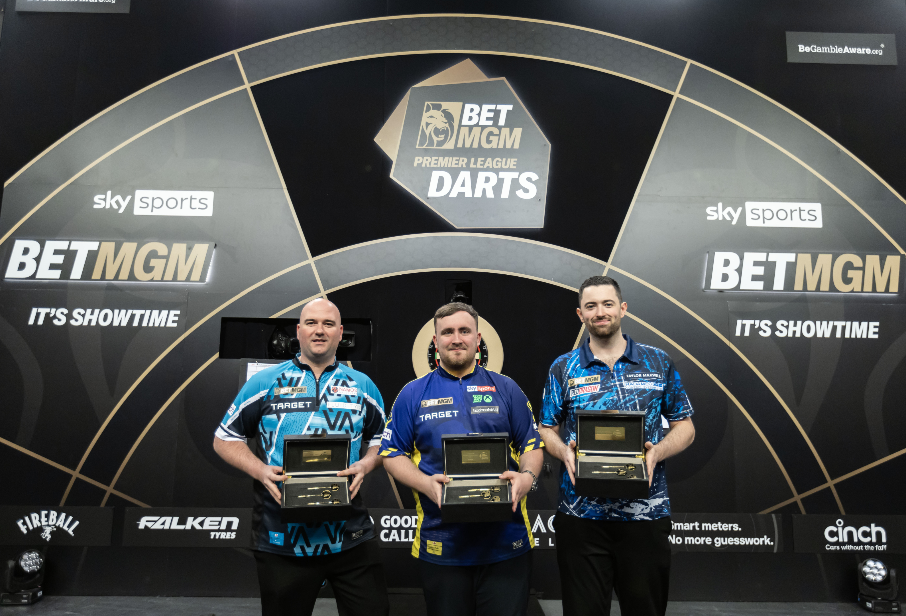 Littler, Humphries & Cross presented with BetMGM gold darts | PDC